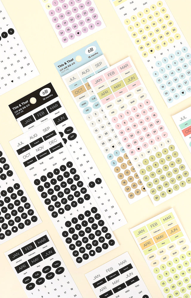 This & That Diary Date Day Number Sticker Set [2types] – dubudumo