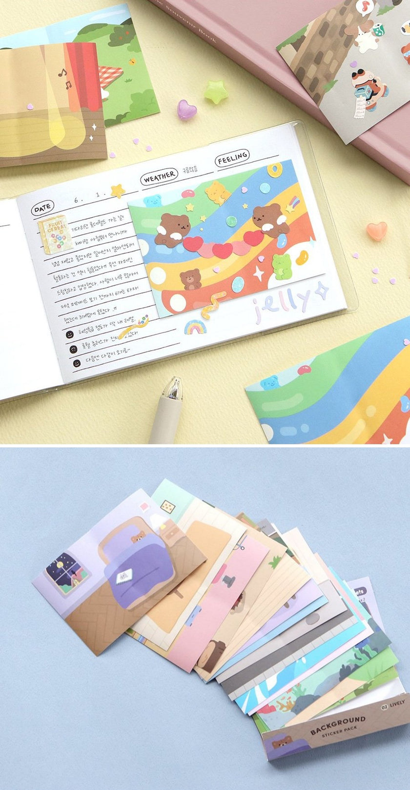 Daily Background Sticker Pack [2types] | 50sheets – dubudumo