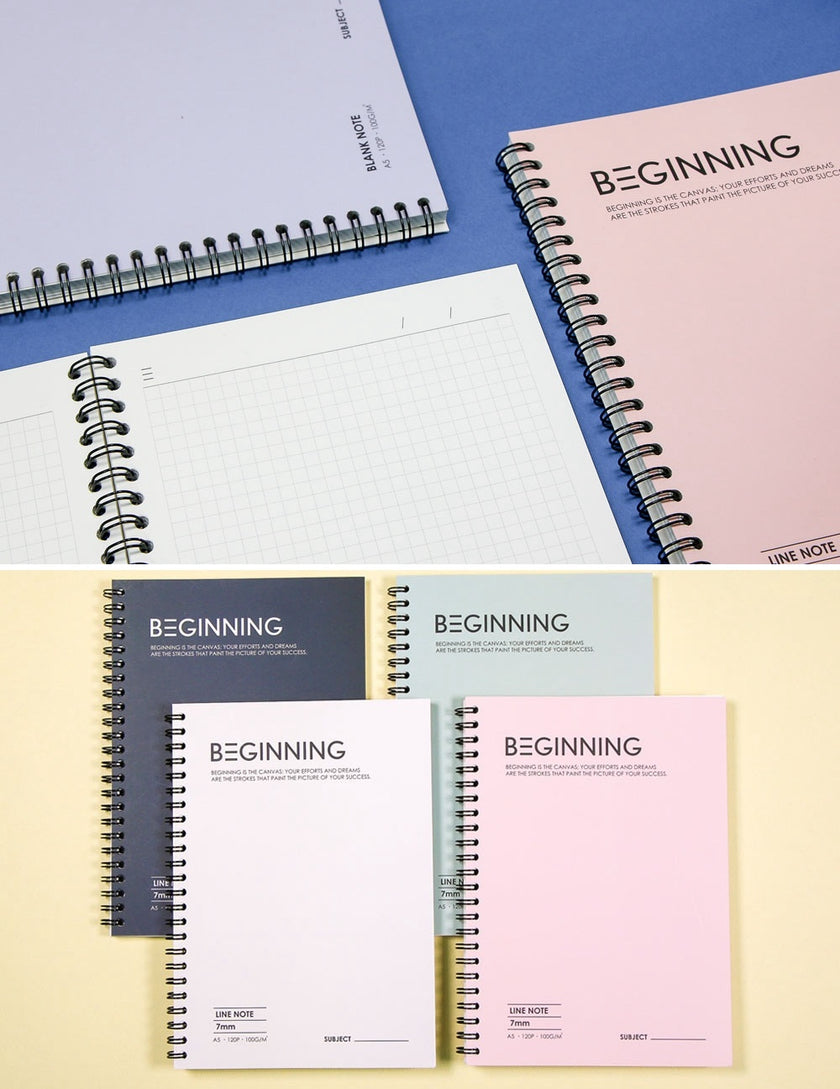 Beginning Twin Ring Notebook A5 [4types] | Line | Grid | Blank – dubudumo