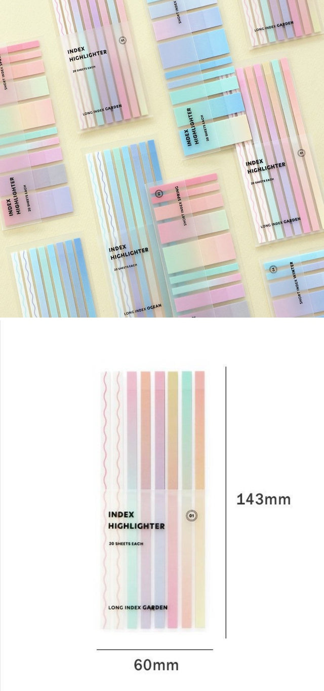 Index Long & Short Highlighter Sticky Notes SET [5types] | SET of 2typ ...
