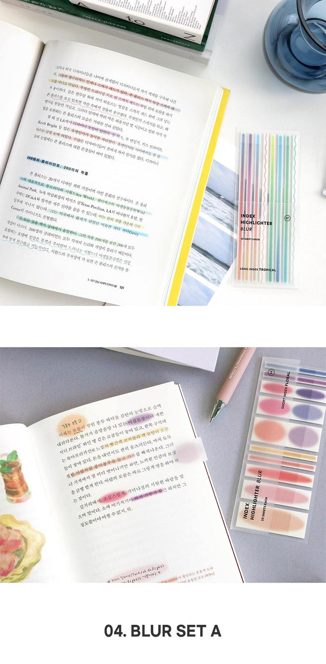 Index Long & Short Highlighter Sticky Notes SET [5types] | SET of 2typ ...